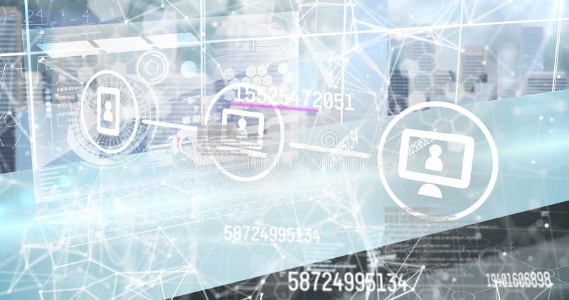 Animation of Interface and Computer Data Transfer with Coding Stock ...