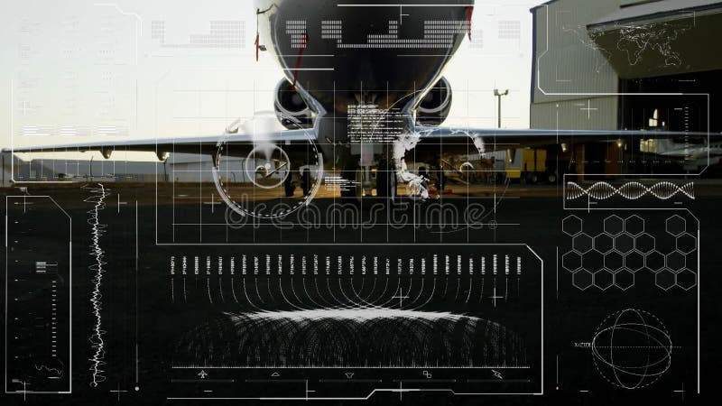 Animation of Interface with Data Processing Against Airplane on a ...