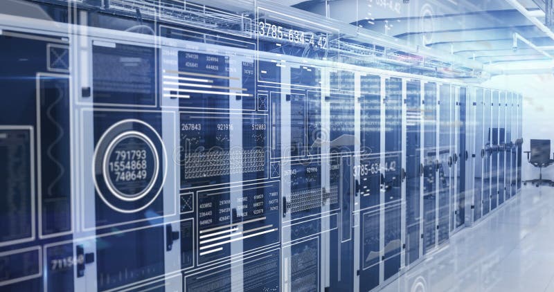 Animation of Interface with Data Processing Against Computer Server Room Stock Footage - Video ...