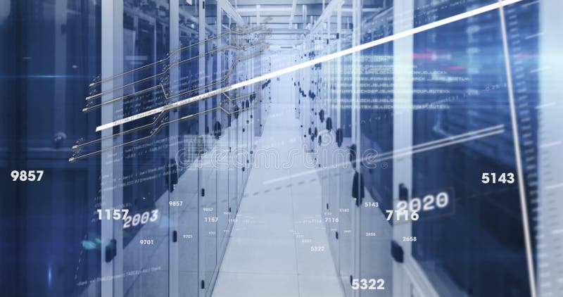 Animation of Interface with Data Processing Against Computer Server Room Stock Footage - Video ...