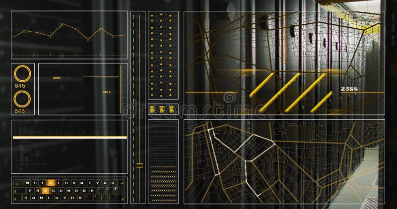 Animation of Interface with Data Processing Against Computer Server Room Stock Footage - Video ...