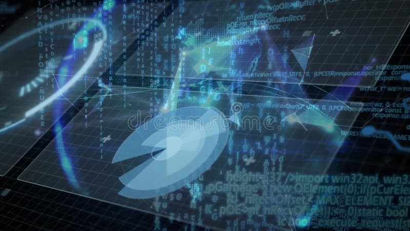 Animation Of Interface With Data Processing And Globe Of Plexus