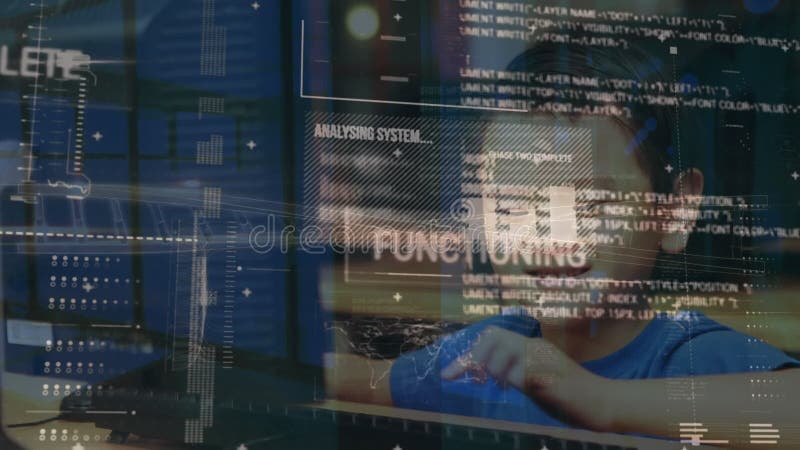 Animation of Interface with Data Processing Over Asian Boy Using ...