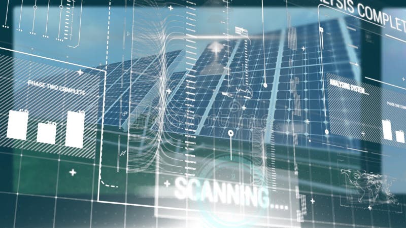 Animation of Interface with Data Processing Over Screens with Spinning ...