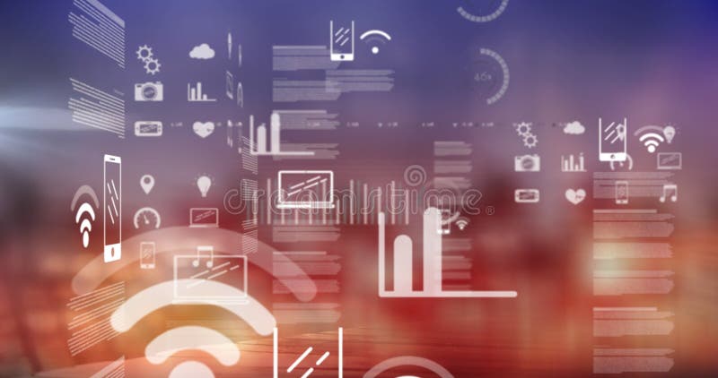 Animation of Interface Screen with Various Programming Codes, Graphs ...