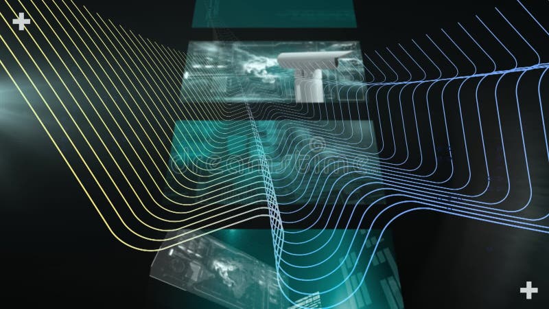 Animation of Interface Screens Processing Data, with Colourful Curved ...