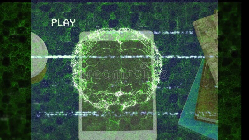 Animation of Interference and Digital Brain Over Smartphone on Desk ...