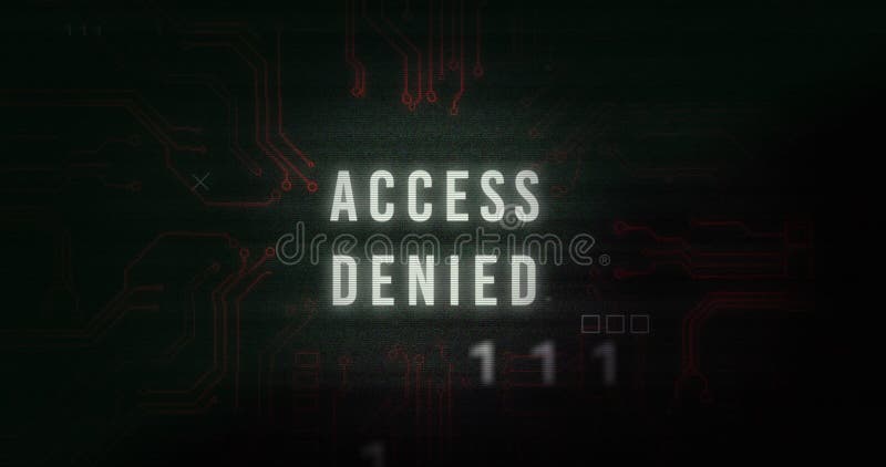 Animation of Interference Over Access Denied Text, Data Processing and Computer Circuit Board ...