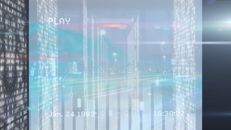 Animation Of Interference Over Columns With Binary Coding Stock Footage Video Of Futuristic