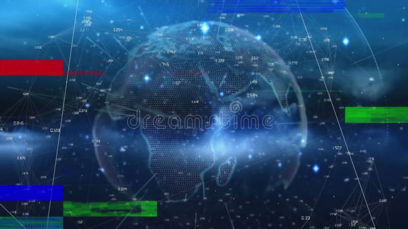 Animation of Interference Over Data Processing and Globe on Black Background Stock Video - Video ...