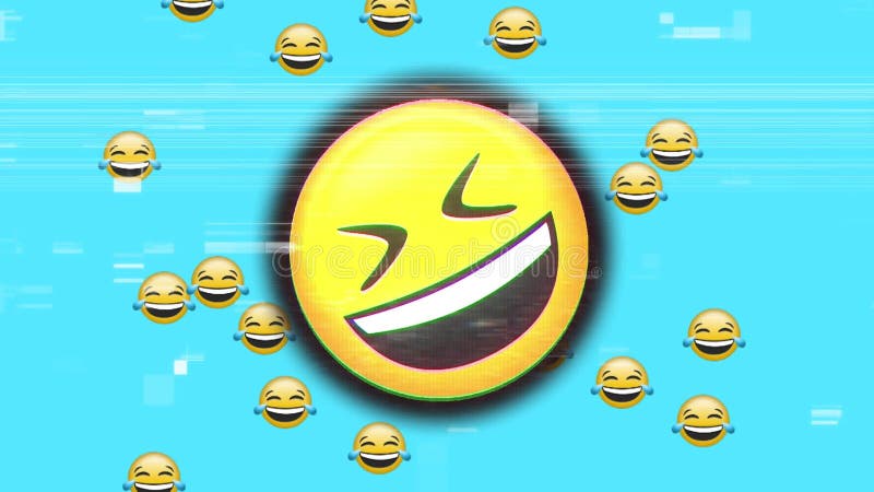 Animation of Interference Over Emoji Icons on Blue Background Stock ...