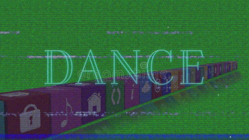 Animation of Interference Over Media Icons and Dance Text Stock Footage ...