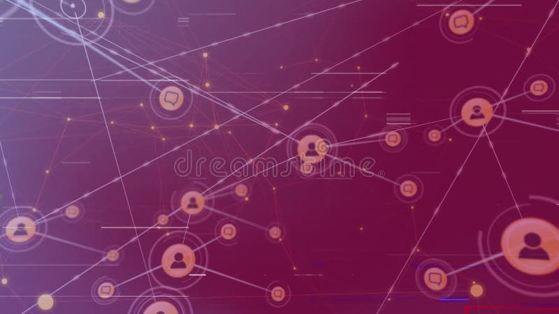 Animation of Interference Over Network of Connections with Icons on Red ...