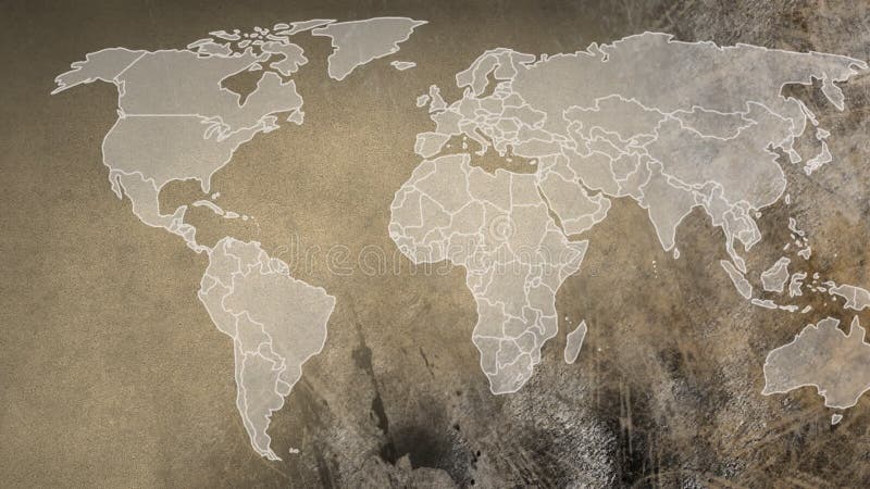 Animation of Interference Over World Map on Beige Background Stock ...