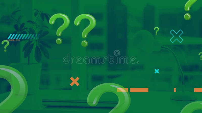 Animation of Interrogation Marks Over Office Stock Footage - Video of ...