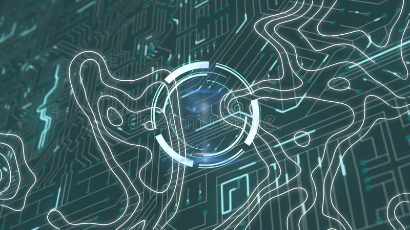 Animation of Isohypses and Loading Symbol Over Integrated Circuit Stock ...