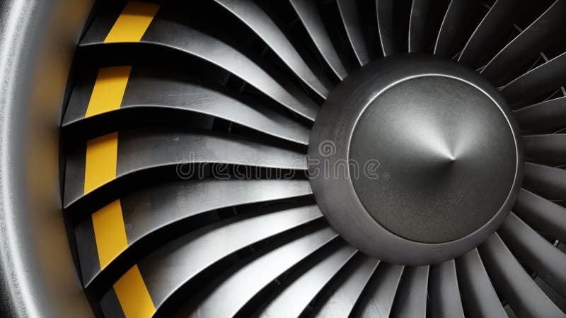 Animation Jet Engine, Close-up View Jet Engine Blades. Front View of a ...