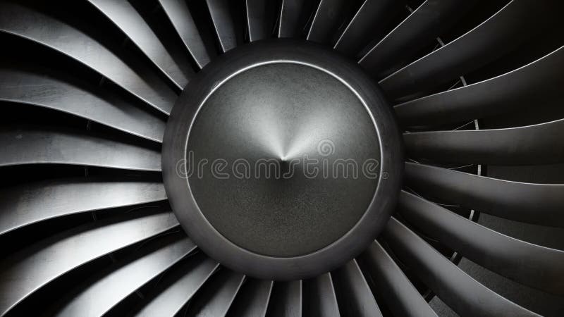 Animation Jet Engine, Close-up View Jet Engine Blades. Front View of a ...