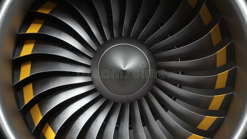 Animation Jet Engine, Close-up View Jet Engine Blades. Front View of a ...