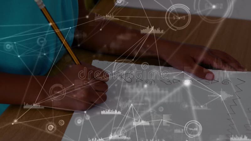 Animation of a Kid Drawing Over Web of Connected Dots in the Background ...