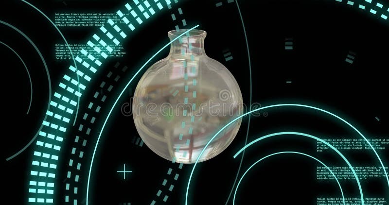 Animation of Laboratory Beaker and Data Processing Over Light Trails ...