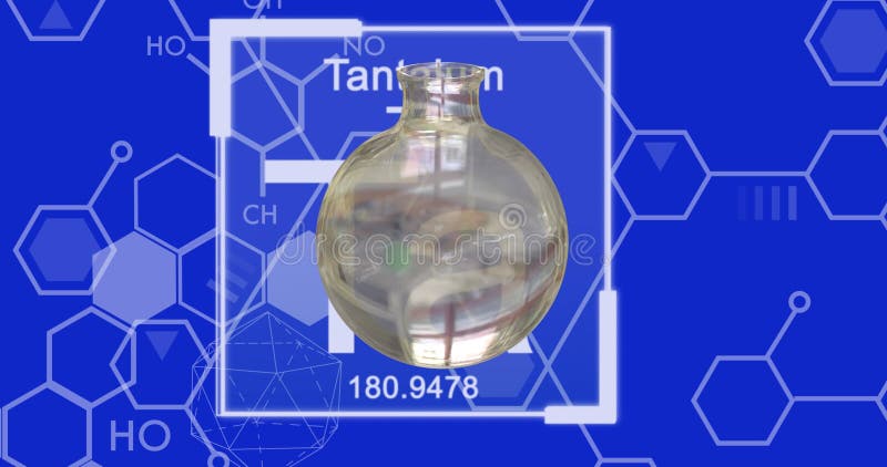 Animation of Laboratory Glass Bottle Spinning Over Elements Symbols and ...