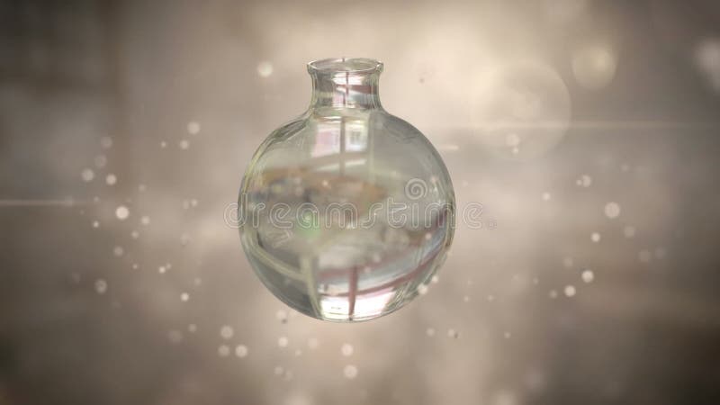 Animation of Laboratory Glass Bottle Spinning Over Light Spots and ...