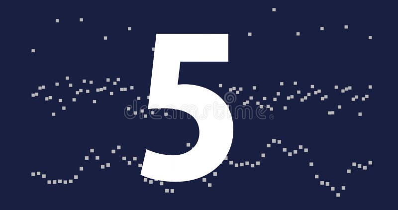 Animation of Large White Numbers with Scattered Squares on Dark Blue ...