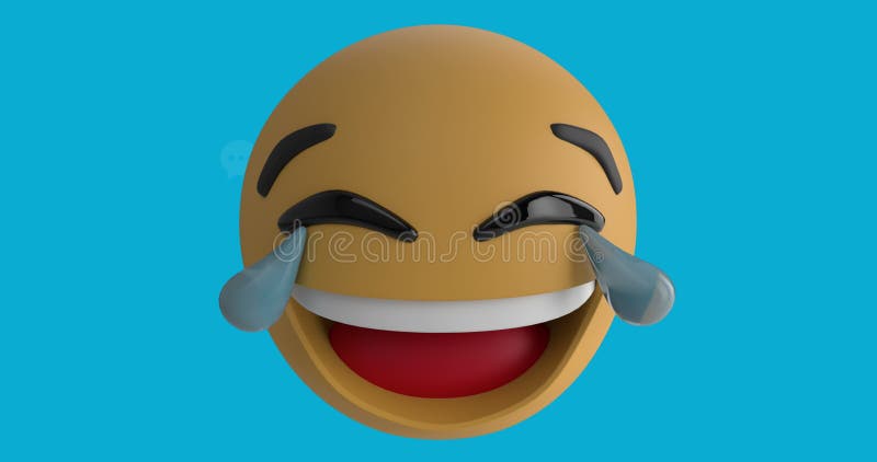 Animation of Laughing Emoji Icon Over Blue Background Stock Footage ...