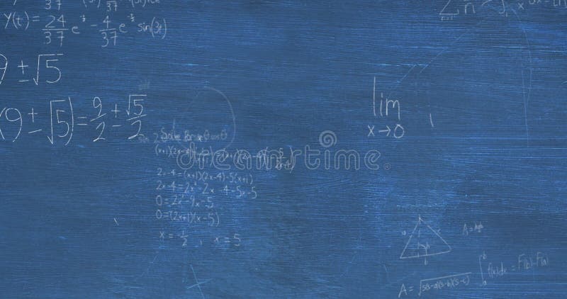 Animation of Layers of Mathematical Formulae and Equations Over Blue ...