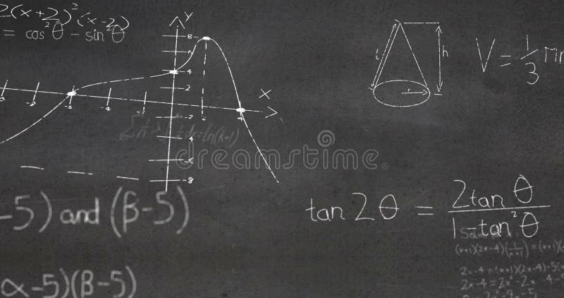 Animation of Layers of Mathematical Formulae Over Grey Chalkboard Stock ...