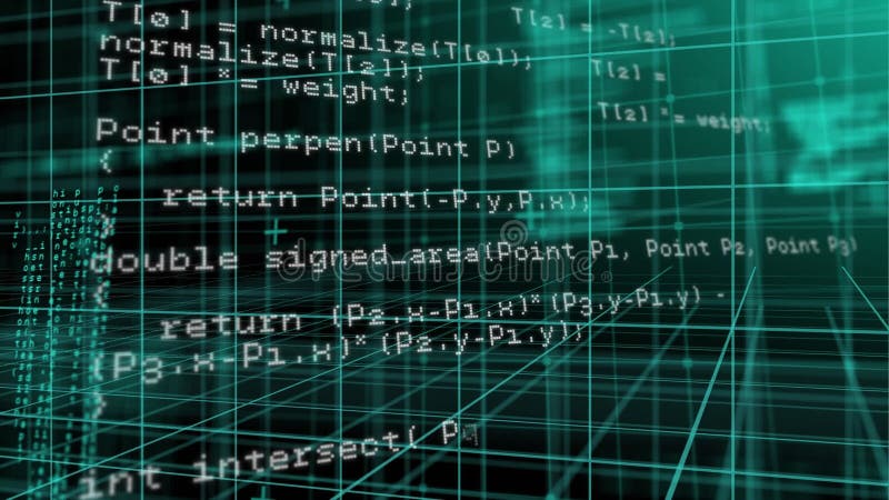 Animation Of Layers Of Processing Data And Coding Moving Over 3d Grid