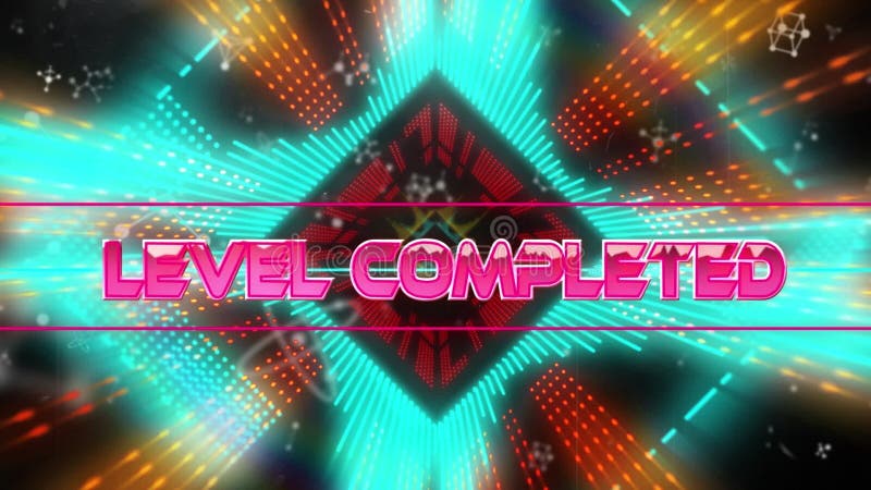 Animation of Level Completed in Digital Glowing Abstract Space Stock ...