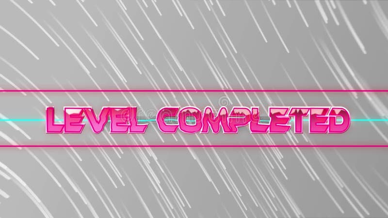 Animation of Level Completed Text and Lines on Pink Background Stock ...
