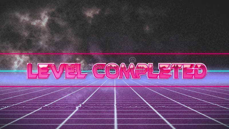 Animation of Level Completed Text Over Lines on Black Background Stock ...