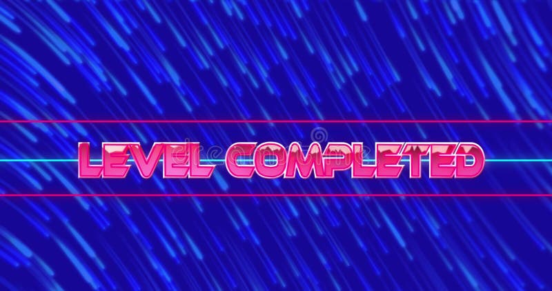 Animation of Level Completed Text Over Neon Lines and Light Trails ...