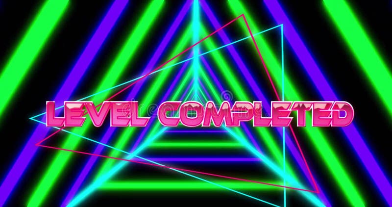 Animation of Level Completed Text Over Neon Pattern Stock Video - Video ...