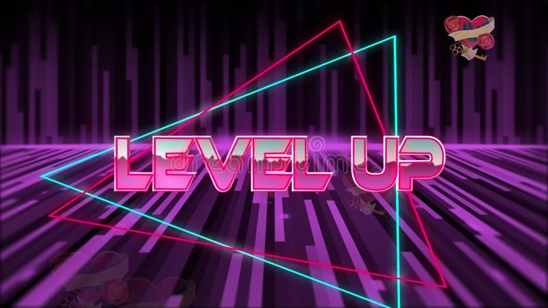 Animation of Level Up in Digital Colorful Abstract Space Stock Video ...