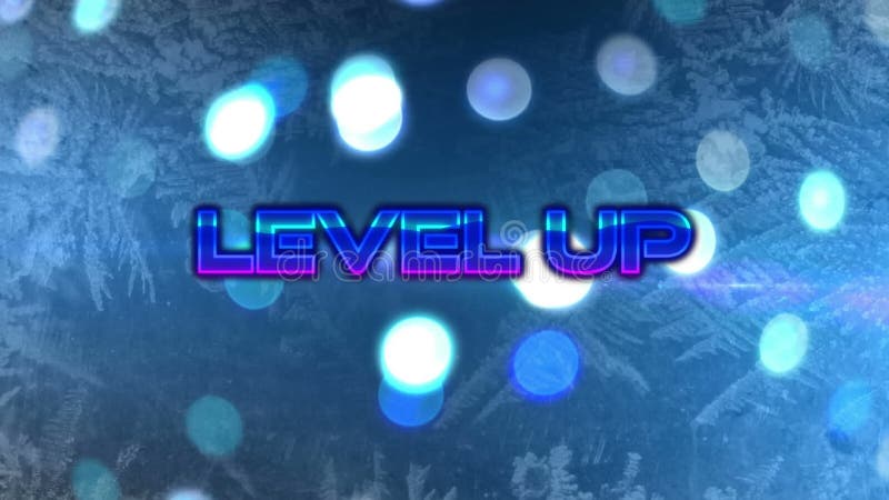 Animation of Level Up Neon Text Over Spot Lights Stock Video - Video of ...