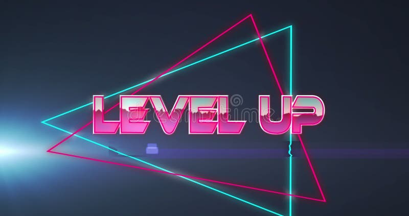 Animation of Level Up Text and Graphics on Dark Background Stock Video ...