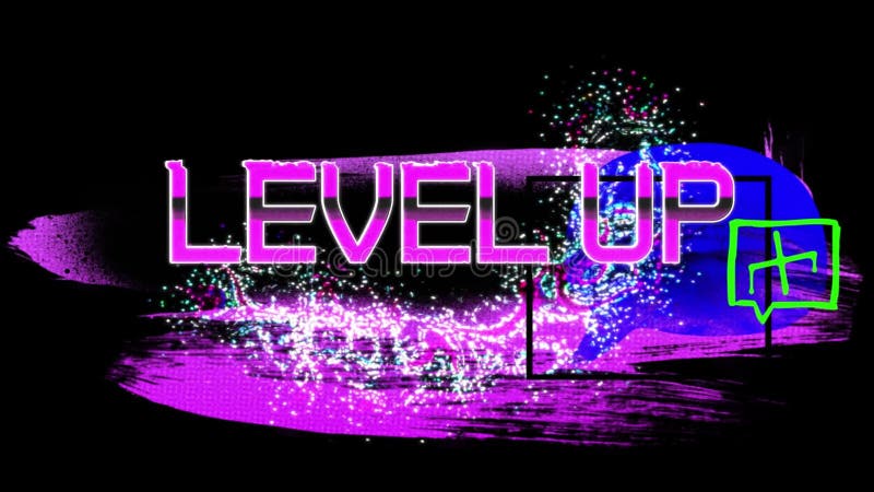 Animation of Level Up Text Over Shapes on Black Background Stock Video ...