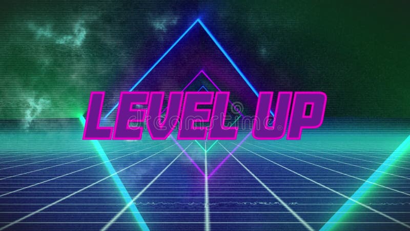 Animation of Level Up Text Over Shapes Stock Video - Video of social ...
