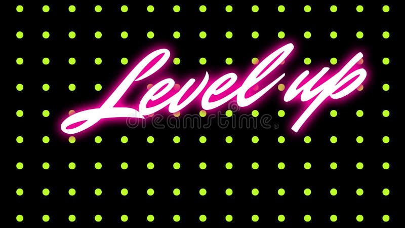 Animation of Level Up Text Over Yellow Dots on Black Background Stock ...