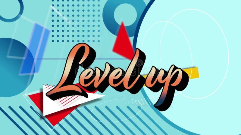 Animation of Level Up Text and Pattern on Blue Background Stock Footage ...