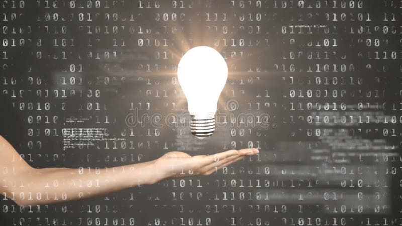 Animation of Light Bulb and Binary Coding, Scientific Data Processing Stock Footage - Video of ...