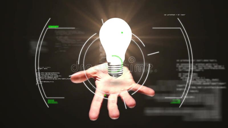 Animation of Light Bulb and Hand, Scientific Data Processing Stock ...