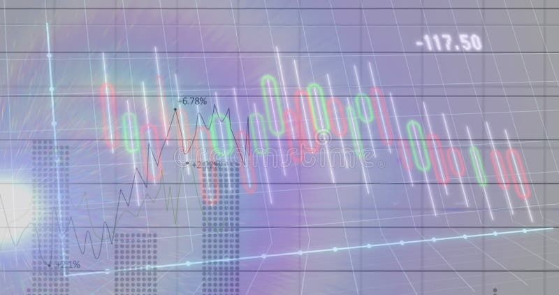 Animation of Light and Rainbow Over Financial Graphs and Data Stock ...