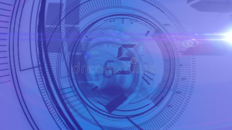 Animation of Light Spot and Countdown Over Round Scanners Against Blue ... Animation of Light Spot and Countdown Over Round Scanners Against Blue ...