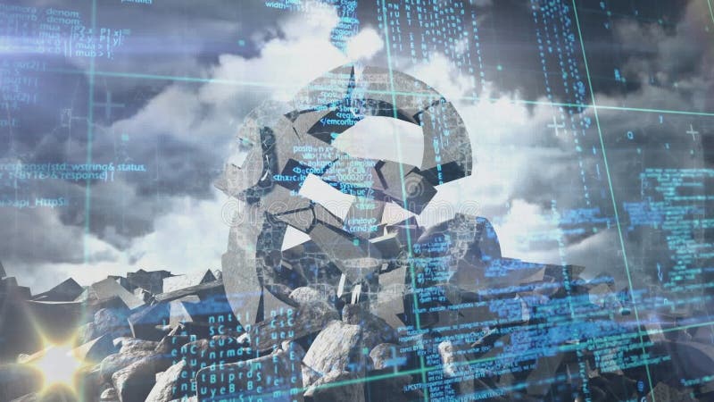 Animation of Light Spot and Data Processing Against Broken Euro Symbol ...