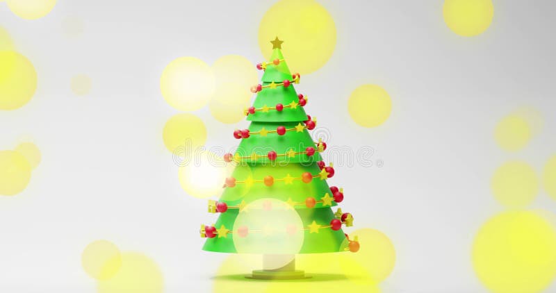 Animation of Light Spots and Christmas Tree on White Background Stock ...